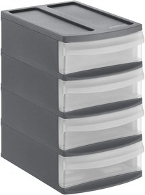 Rotho XXS - Box s 4 zásuvkami, úložný box vysunovací, antracit, Rotho SYSTEMIX - TOWER RT1114708853