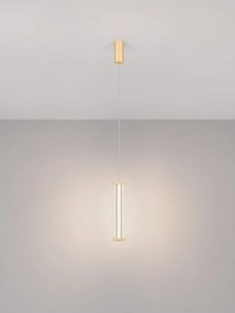 Kovové LED stmívatelné závěsné svítidlo v matně zlaté barvě se stínidlem z akrylového skla ø 6 cm Pheme – Nova Luce