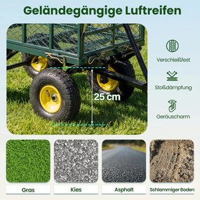 Costway Zahradní vozík skládací těžký kovový sklápěcí vozík s nosností 408 kg 2