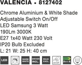 Nástěnné svítidlo NOVA LUCE VALENCIA E27 + LED na čtení 3000K 8127402 bez žárovky