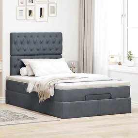Osmanský rám postele s matracemi tmavě šedá 120x200cm samet 3314385