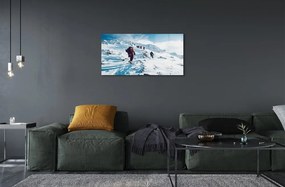 Obraz na skle Lezení na hory v zimě 125x50 cm