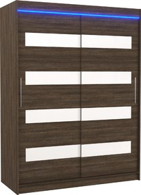 ADRK Furniture Posuvná skříň s lacobelem a LED osvětlením MARTINEZ 150 SW-MAR-CH+WL-150+L-V130