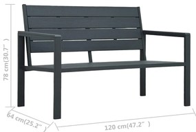 vidaXL Marketos Zahradní lavice 120 cm HDPE šedá dřevěný vzhled