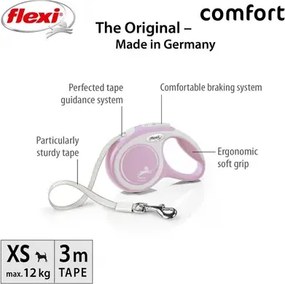 Flexi Comfort XS pásek 3m růžové / Vodítko