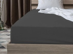 Sada krepového povlečení DENYX BLEND šedé, hotelová kapsa + prostěradlo Jersey 90 x 200 cm tmavě šedé, jednolůžko