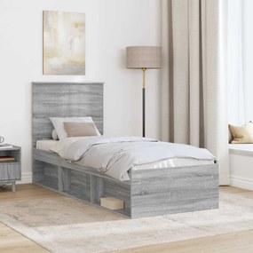 Rám postele s čelo Šedá Sonoma 75 x 190 cm Masivní borové dřevo 3411078