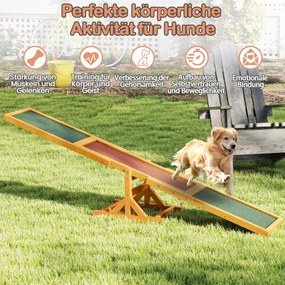 Costway Dřevěný pes Agility Houpačka Pes cvičení a hraní Set Venkovní běhací