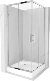 Mexen Rio, čtvercový sprchový kout 90 x 90 cm, 6mm čiré sklo, chromový profil + bílá sprchová vanička RIO, 860-090-090-01-00-4510