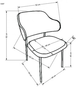 Jídelní křesílko NESTA — kov, látka, krémová Halmar