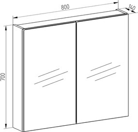 Mereo Mereo, Aira, koupelnová galerka 60 cm nebo 80 cm, zrcadlová skříňka, 2x dveře, dub Kronberg, CN717GR