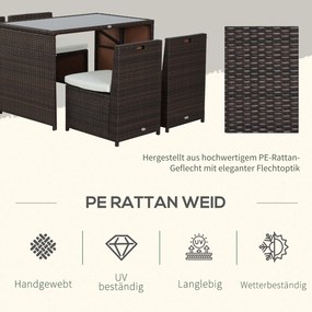 Outsunny polyratanový zahradní set 5 ks zahradní nábytek lounge set, odolný proti povětrnostním vlivům a elegantní pro balkon terasu | Aosom.de