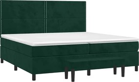 Box spring postel s matrací tmavě zelená 200x200 cm samet 3137806