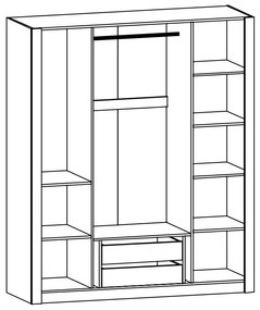 Casarredo Šatní skříň 4D BRISTOL NEW II jasan sněhový/zrcadlo