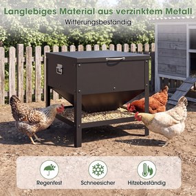 Costway Pozinkované krmítko pro drůbež 56 l s výklopným víkem