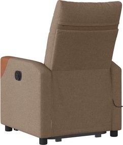 Zvedací masážní polohovací křeslo hnědé textil 3324017