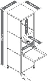 Tchibo - Úzká kovová komoda »Cn3« s dřevěnou deskou a 2 výklopnými dvířky - barva: bílá