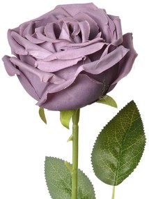 Dekorace umělá květina tmavě fialová růže Rose Purple - 9*9*61 cm