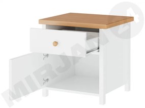 Noční stolek 1D1S Story SR07, Barva: Bílá + Dub nash