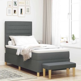 Postel s boxspringem s polštářem Tmavě šedá 200 x 90 cm textil 3344199