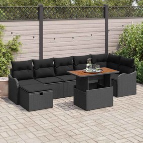 Sada zahradních pohovek 8 ks Černá Poly ratan 3361282