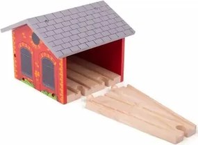 Bigjigs Rail Cihlové depo pro dva vláčky / od 3 let