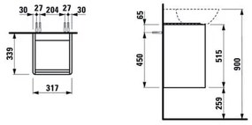 Laufen Base Skříňka pod umyvadlo 31,7 cm, závěsy vpravo, bílá matná H4030241102601