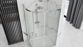 Asymetrický sprchový kout REA LOOK LEVÁ 80x100 cm, chrom + sprchová vanička Look bílá