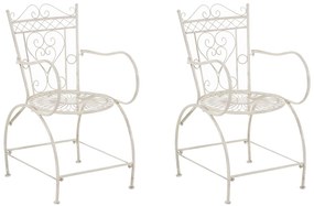 Kovová židle Sheela s područkami (SET 2 ks) - Krémová antik