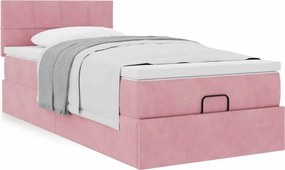 Osmanský rám postele s matrací růžová 80x200cm samet 3311740