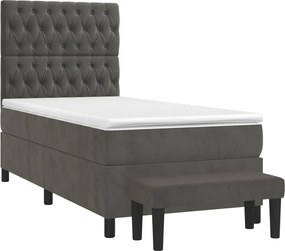 Box spring postel s matrací tmavě šedá 100x200 cm samet 3138008
