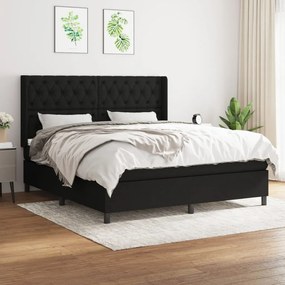 Box spring postel s matrací černá 160x200 cm textil,  3131683