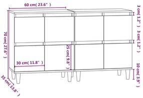 Příborníky 2 ks betonově šedé 60 x 35 x 70 cm kompozitní dřevo