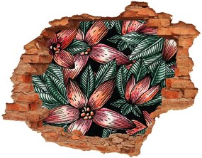 Wallmuralia Nálepka 3D díra na zeď Květinový vzor 90x70 cm