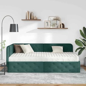 Rohový rám postele Tmavě zelená 100 x 200 cm textil 3394057
