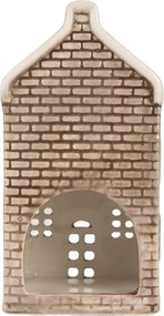 Šedý keramický domek na čajovou svíčku Lamont - 7*7*14 cm
