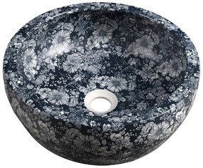 Sapho Sapho, PRIORI keramické umyvadlo na desku Ø 41 cm, modrá se vzorem, PI038