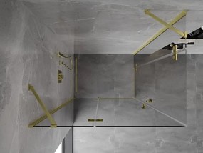 Mexen Mist-H Duo sprchový kout s výklopnými dveřmi vlevo 100 x 90 cm, čirý, kartáčované zlato - 8A5-100L-090P-55-00