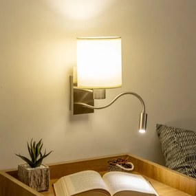 Brilagi - LEDNástěnná lampa NUBILA 1xE27/25W/230V+LED/3W matný chrom/krémová
