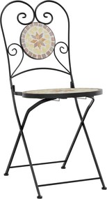 Mozaikový bistro set terakotový a bílý železo a keramika 3216356