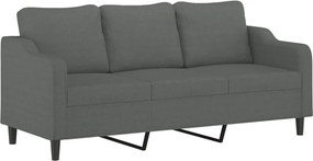 3místná pohovka s podnožkou tmavě šedá 180 cm textil 3201136