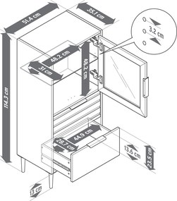 Tchibo - Vitrína »Baaken« s prosklenými dvířky a 2 zásuvkami - barva: černá