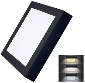 SOLIGHT LED mini panel CCT, přisazený, 18W, 1530lm, 3000K, 4000K, 6000K, čtvercový černý