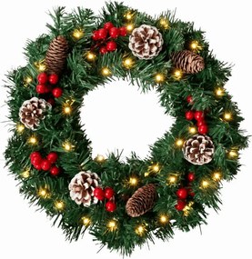 Adventní věnec na dveře COSY GLOW 50 cm s LED osvětlením