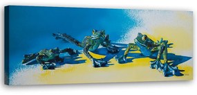 Obraz na plátně Modré žáby - 150x50 cm