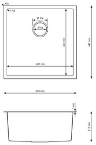 Velazo Dřez 1 komorový, nerez - , 44x44 cm