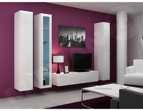 Obývací stěna Zigo XV, Osvětlení: osvětlení LED RGB - barevné, Barva: bílá / bílá lesk
