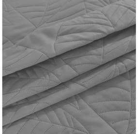 Šedý přehoz na postel se vzorem LEAVES Rozměr: 220 x 240 cm