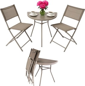 JU Balkonová sada, 2 skládací židle s textilenovým potahem + stolek