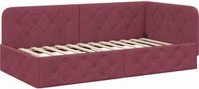Rohový rám postele Víno Červené 90 x 190 cm textil 3394040